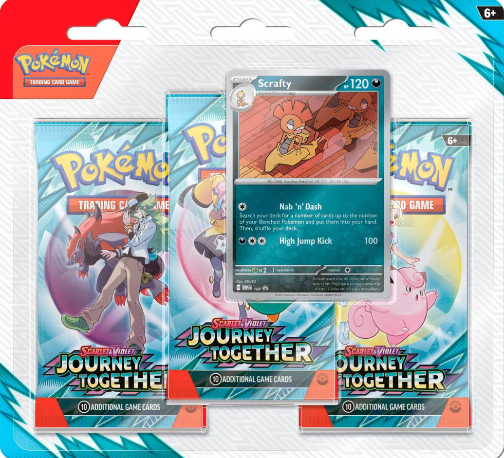 Pokémon TCG: Journey Together - 3 Pack Blister Scrafty – The Warp